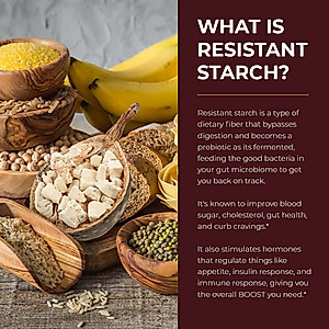 Boost Biome Fiber Supplement Organic Super Greens Powder – Supports Bloating Relief, Gut Health, Leaky Gut with Resistant Starch Powder - Green Banana Flour, Oat, Black Bean (30 Days, Chocolate)