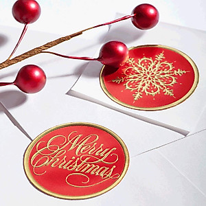 PaperDirect Merry Christmas Embossed Red Foil Seals, 48 Count