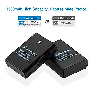 Powerextra 2 x EN-EL14 EN-EL14a Battery & Dual LCD Charger Compatible with Nikon D3100 D3200 D3300 D3400 D3500 D5100 D5200 D5300 D5500 D5600 DF Coolpix P7000 P7100 P7700 P7800 Cameras