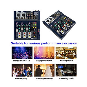 Professional Audio Mixer, STARAUDIO 4-Channel Mixing Console with USB Audio Interface, Stereo Equalizer, 16 DSP Effects, Ideal for Stage, Live Gigs, and Karaoke SPMX4002B