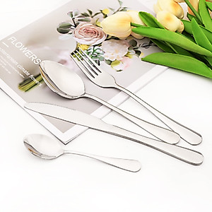 Snplowum 24pcs Silver Flatware Set With Holder, Stainless Steel Egg Shape Cutlery Storage Tableware Kitchen Utensils Gift Set, Silverware Set for Home and Restaurant Banquets, Service For 6