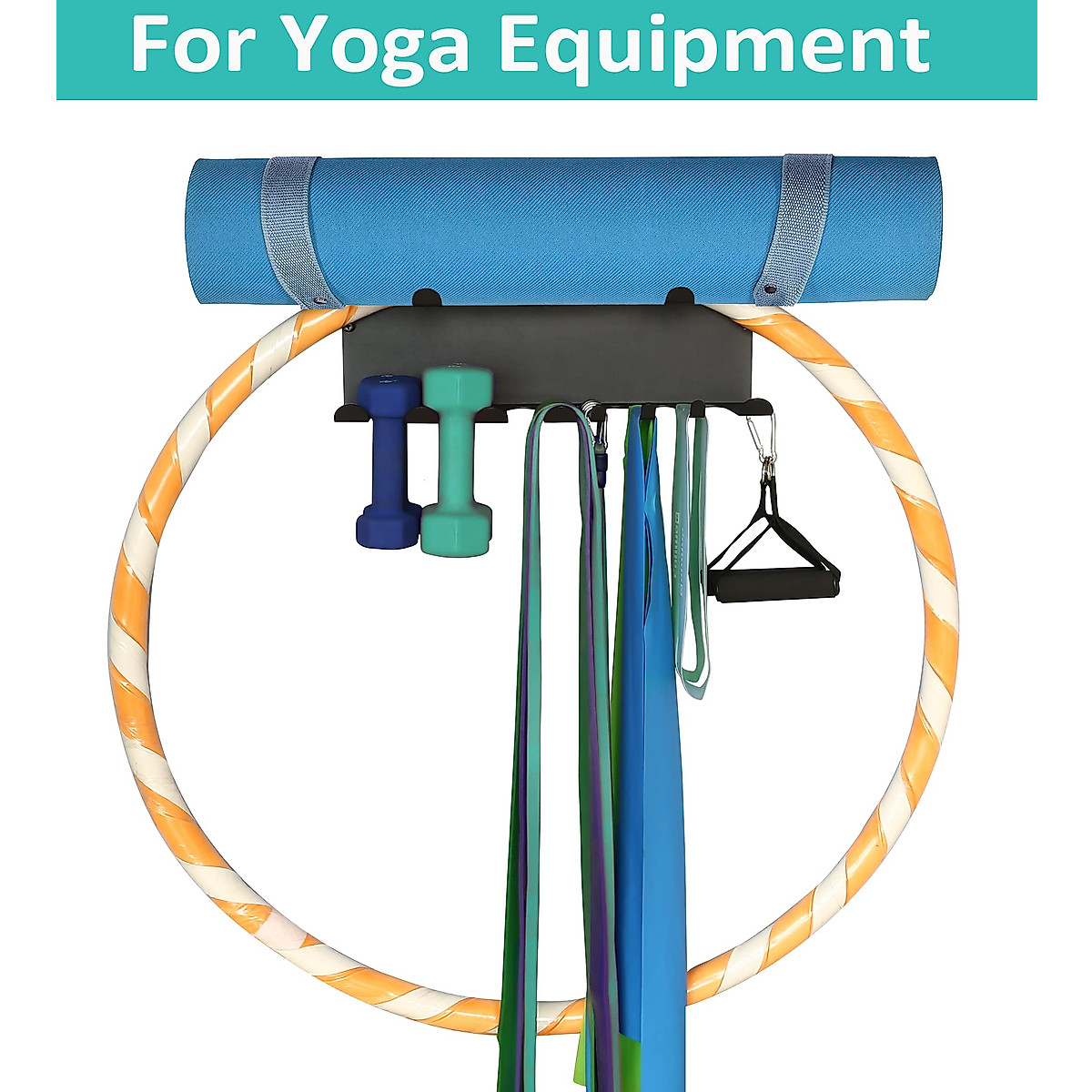 Alvade Home Gym Storage Rack, Barbell Rack Weight Room Organizer Prong Gym Equipment Storage Rack for Gym Accessories Like Fitness Bands,Resistance Bands,Straps,Foam Rollers,Barbell (double layer)