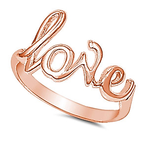 CloseoutWarehouse Rose Gold-Tone Plated Sterling Silver Love in Script Ring Size 11