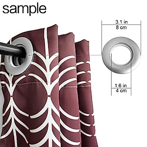 HommomH 42x 63 inch Curtains (2 Panel) Grommet Top Darkening Blackout Room Red Grey Leaves Flowers Fog