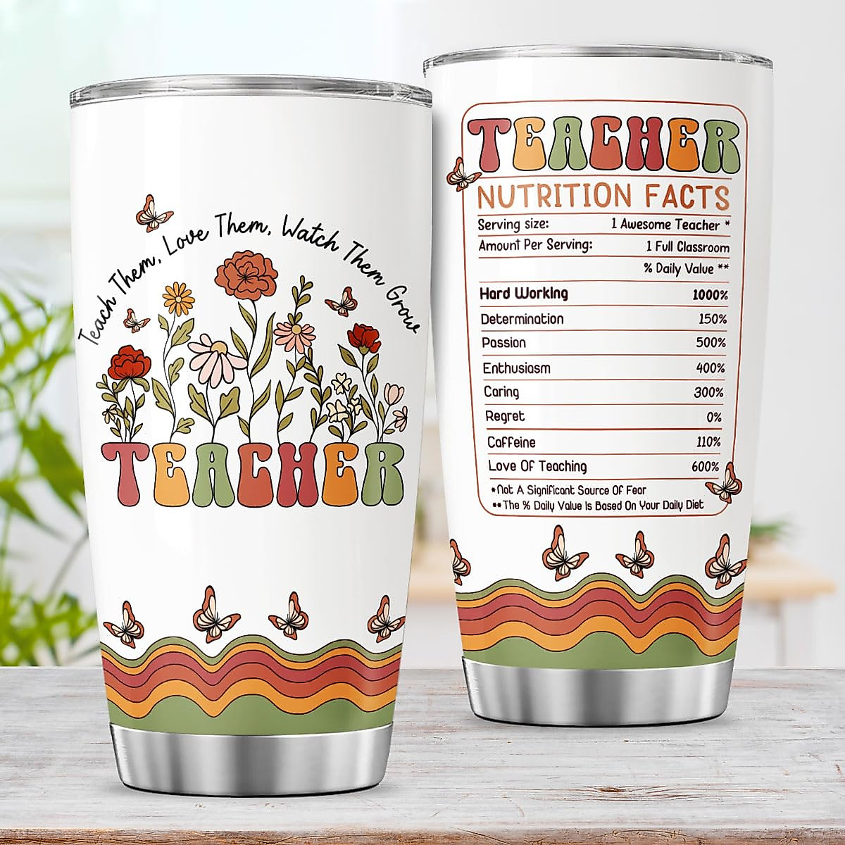 HUBUPU Tumblers Teachers Pack Coffee Women For Gift Music Cups Appreciation Stainless Steel, Teacher Gifts, Tumbler 20 Oz With Lid And Straw, Teacher Nutrition Facts