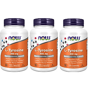 NOW Foods - L-Tyrosine 500 mg 120 caps (Pack of 3)