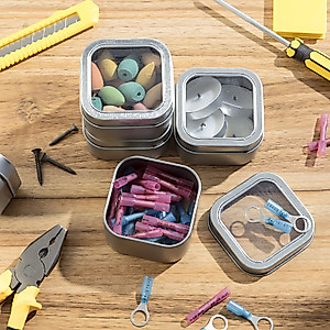 Square Metal Tins with Window Lids,15-Pack Empty Square Silver Tins for Candle Making, Candies, Gifts & Treasures (8 OZ)