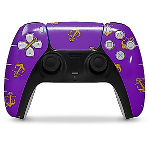 WraptorSkinz Skin Wrap compatible with Sony PS5 DualSense Controller Anchors Away Purple (CONTROLLER NOT INCLUDED)