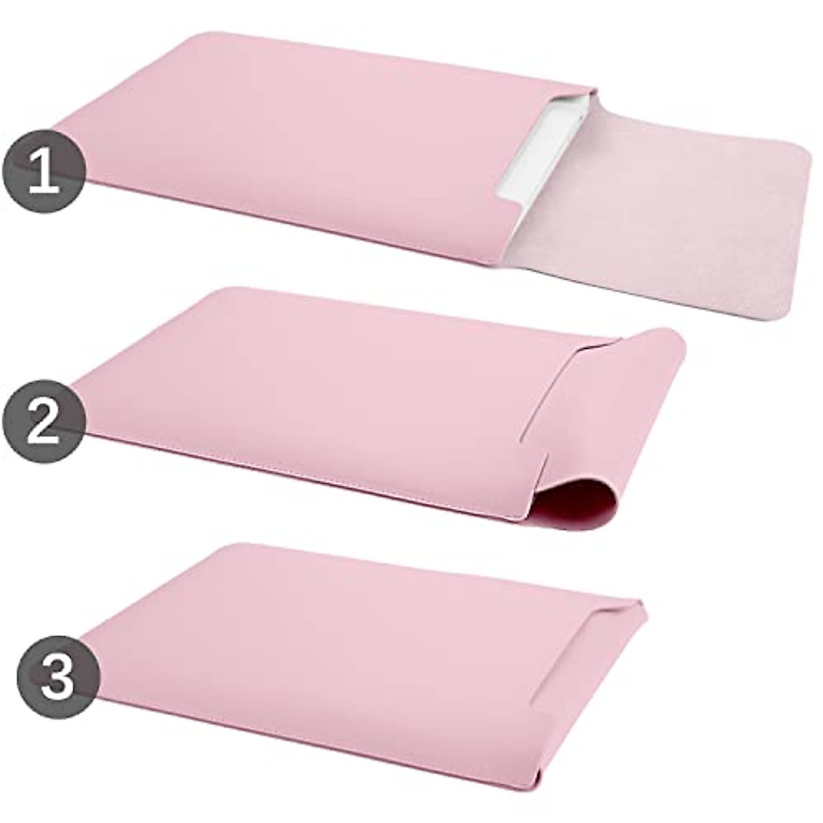 Cute Kissing Dinosaur Laptop Sleeve Case forMacBook Pro 15"/MacBook Pro 16",Soft Leather MacBook Bag Can be Used as Mouse Pad and Laptop Desk Pad,for Women Girl,Pink