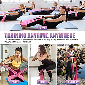 Resistance Bands for Physical Therapy Women, Extended 4.9FT Exercise Stretch Bands for Yoga, Pilates, Rehab, Fitness and Strength Training, Elastic Workout Bands with Training Poster(Purple)