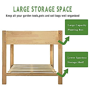 JOYSFIT Raised Garden Bed Kit with Legs | Outdoor Elevated Wood Raised Planter Box with Storage Shelf for Herbs, Vegetables and Flowers Outdoors-Naturally Rot-Resistant(34’’x19’’x30’’) (Natural Wood)