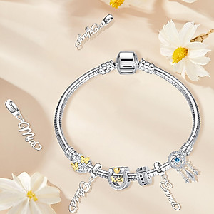 QeenseKc Logan Name Heart Charm Personalized for Pandora European Bracelet Necklace Women Gift