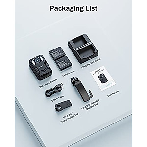 BOBLOV B4K2 128GB 4K Body Worn Camera with GPS, Two 3000mAh Batteries for 14-16hours Record, 4K Camcorders Video Camera with Charging Dock