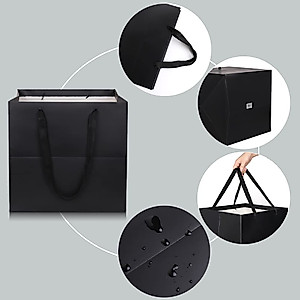 Yerpkefey 11.8" Large Gift Bag，Square Reusable Gift Bags Large for Birthday Wedding Christmas Presents Doll (Black)