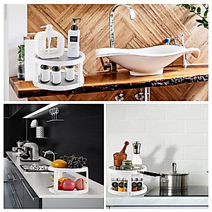 4 Pcs 2 Tier Non Skid Lazy Susan Turntable 10 inch Cabinet Organizer Plastic Lazy Susan Organizer Rotating Spice Rack Pantry Lazy Susan Organization and Storage for Kitchen Spices Condiments Fridge