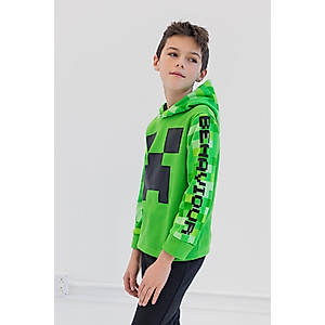Minecraft Creeper Little Boys Fleece Raglan Hoodie & Pants Set Green/Black 7-8