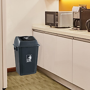 Morcte 4-Pack 13 Gallon Kitchen Trash Can with Swing Lid, Plastic Kitchen Garbage Can, Gray