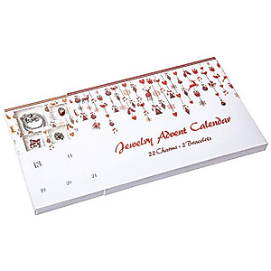 Red Co. Christmas Advent Charm Calendar with 2 Bracelets & 22 Unique Charms Jewelry Set - 24 Gifts Total Present for Daughter, Niece, Granddaughter