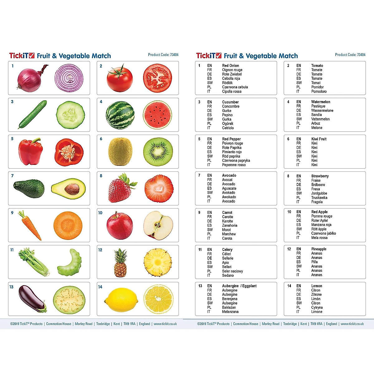 TickiT Wooden Fruit & Vegetable Match - Set of 28 - Real Pictures - Food Identification and Cognition Puzzle for Toddlers