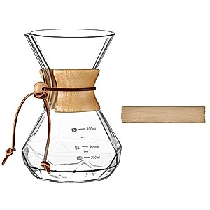 Puricon Pour Over Coffee Maker with V60 Paper Filter 40 Sheets, Holds 1 to 2 Cups, 15oz Coffee Dripper Set Borosilicate Glass Coffee Carafe Brewer, Coffee Server for Home Café Restaurant Camping