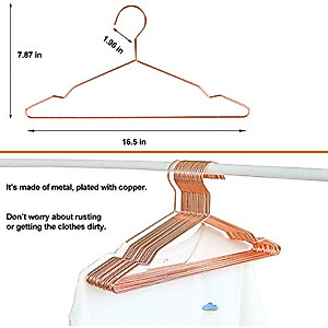 CertBuy 30 Pack Strong Metal Hanger 16.5 Inch, Metal Wire Clothes Hangers Coat Hanger Standard Hangers with Anti-Slip Grooves for Everyday Use, Rose Gold
