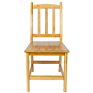 Huedimboene Set of 2 Farmhouse Armless Dining Chairs for Kitchen, Kitchen Chair with Rake Back, Wooden Dining Room Chairs, 18.1''D x 16.1''W x 34.2''H, Natural Color