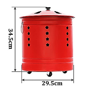 JNYB Burning Barrel 1set Small Garden Furnaces Incinerator Bin Galvanised Metal Incinerator Fire Burning Bin with Cover, Can Burn Garbage, Paper, Leaves,29.5x34.5cm