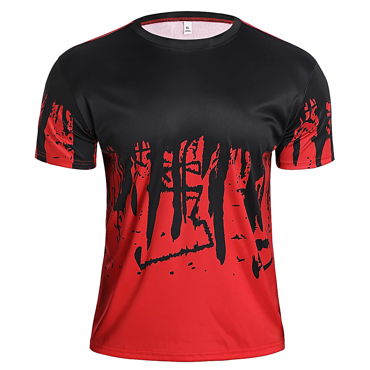 Ampeo Men's T-Shirt Graphic Short-Sleeve Athletic Running Gym Workout Casual Tee Shirts,Red,M
