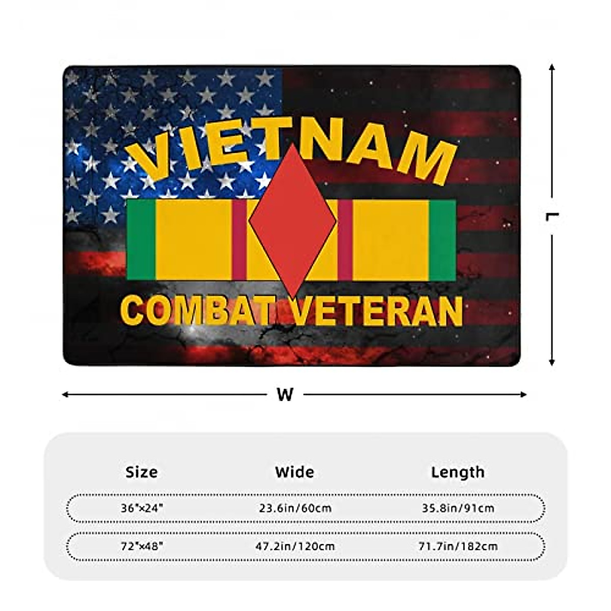 5th Infantry Division 'Red Diamond' Vietnam Combat Veteran Area Rug Living Room Bedroom Kitchen Sofa Bedside Carpet Floor Mats 36"X24"