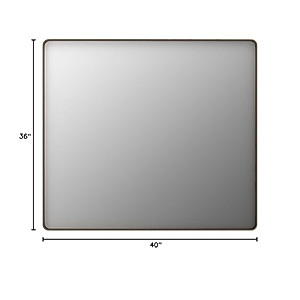 LOAAO 40”X36” Bronze Bathroom Mirrors for Vanity, Rounded Rectangle Brushed Bronze Metal Frame Mirror, Anti-Rust, Tempered Glass, Hangs Horizontally or Vertically