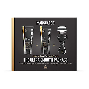 MANSCAPED® The Ultra Smooth Package, Male Hygiene Shaving Bundle, Includes The Crop Shaver™ Groin Razor with Replacement Blades​, Crop Gel™ Ball Shaving Gel, and Crop Exfoliator™ Ball Exfoliator