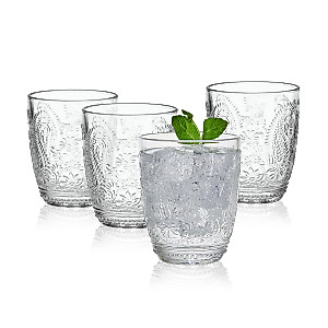 Fitz and Floyd Maddi Rocks Double Old Fashioned, Set of 4, Clear