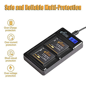 Pickle Power DMW-BCK7 Battery, 2 Pack 1200mAh DMW-BCK7E DMW-BCK7PP Battery and LCD Dual USB Charger Replacement for Panasonic Lumix DMC-S5 DMC-FP5 DMC-FP7 DMC-FH2 DMC-FH5 FH24 FH25 FH27 FS16 FS18