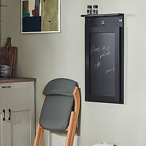 Haotian Wall-Mounted Desk Murphy Desk Folding Kitchen & Dining Table Desk Floating Desk with Chalkboard Children Table Space Saving Fold Up Desk, Black FWT20-SCH