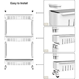 Todeco 3 Tier Slim Storage Cart Mobile Shelving Unit Organizer Slide Out Storage Rolling Utility Cart Tower, Gap Storage Pantry Storage Rack for Kitchen Bathroom Laundry Narrow Spaces, Plastic, White
