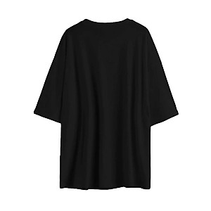 Fenxxxl Womens Drop Shoulder Cute Oversized Shirt Butterfly Print Loose Junior Tops Casual Boyfriend Graphic Tee F491-395-Black M