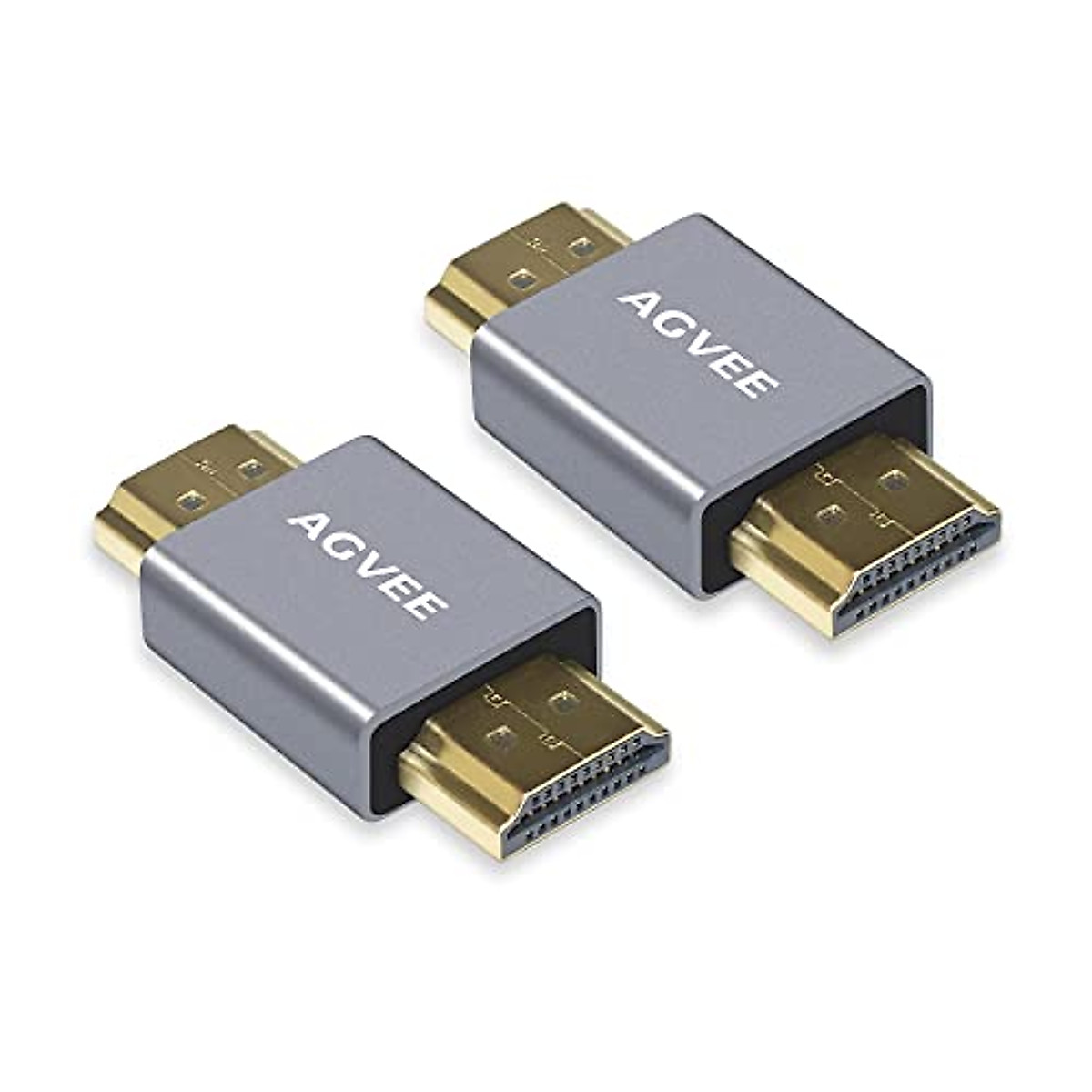 AGVEE 2 Pack 4K Male to Male HDMI Adapter, 4K@60HZ HDR HDMI 2.0 Coupler Converter Extension Connetor, Aluminium Alloy Shell for HDTV Roku Stick, Switch, Xbox One, PS4, PC, Gray
