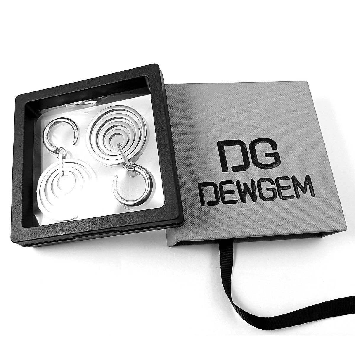 DEWGEM Hoops Dangle Gauges for Women Stainless Steel Ear Gauges Hangers for Ear Tunnels Dangling Ear Plugs 6 Gauges Ear Stretching Kits Size 6G (Silver & Hoops)