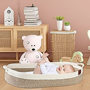 LDVINE Baby Changing Basket - Diaper Caddy Organizer Moses Diaper Basket Table Dresser Nursery Topper, Waterproof Foam Pad Storage Woven Bin Included