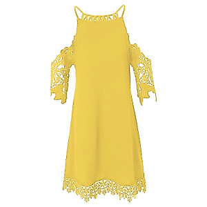 Mini Dresses for Women Summer Women's Summer Fashion Sexy Hollow Woven Strap Lace Casual Dress