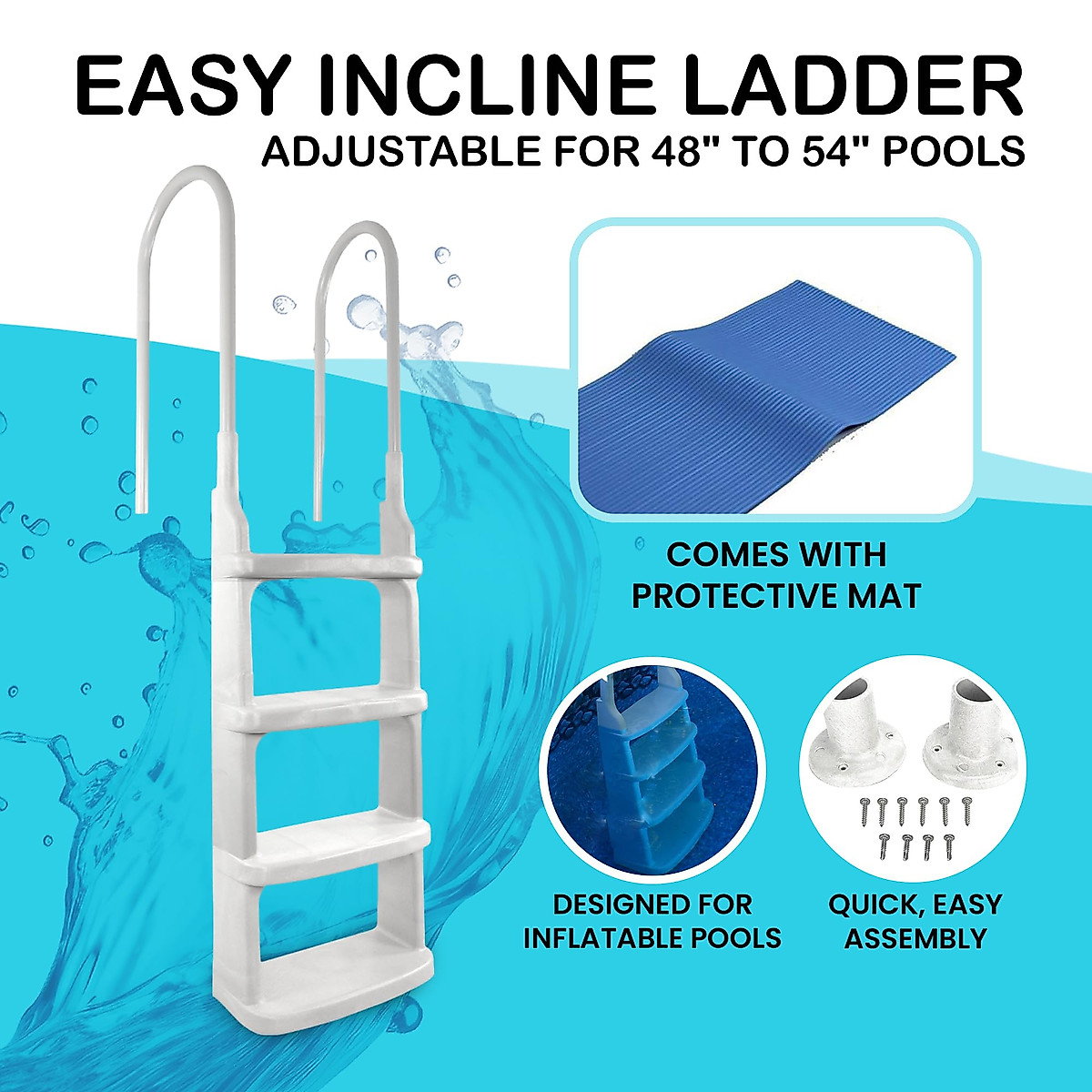 Main Access Above Ground Pool Ladder with Mat
