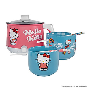 Uncanny Brands Hello Kitty Hot Pot with Ramen Bowls - Cook with Your Favorite Kitty Character