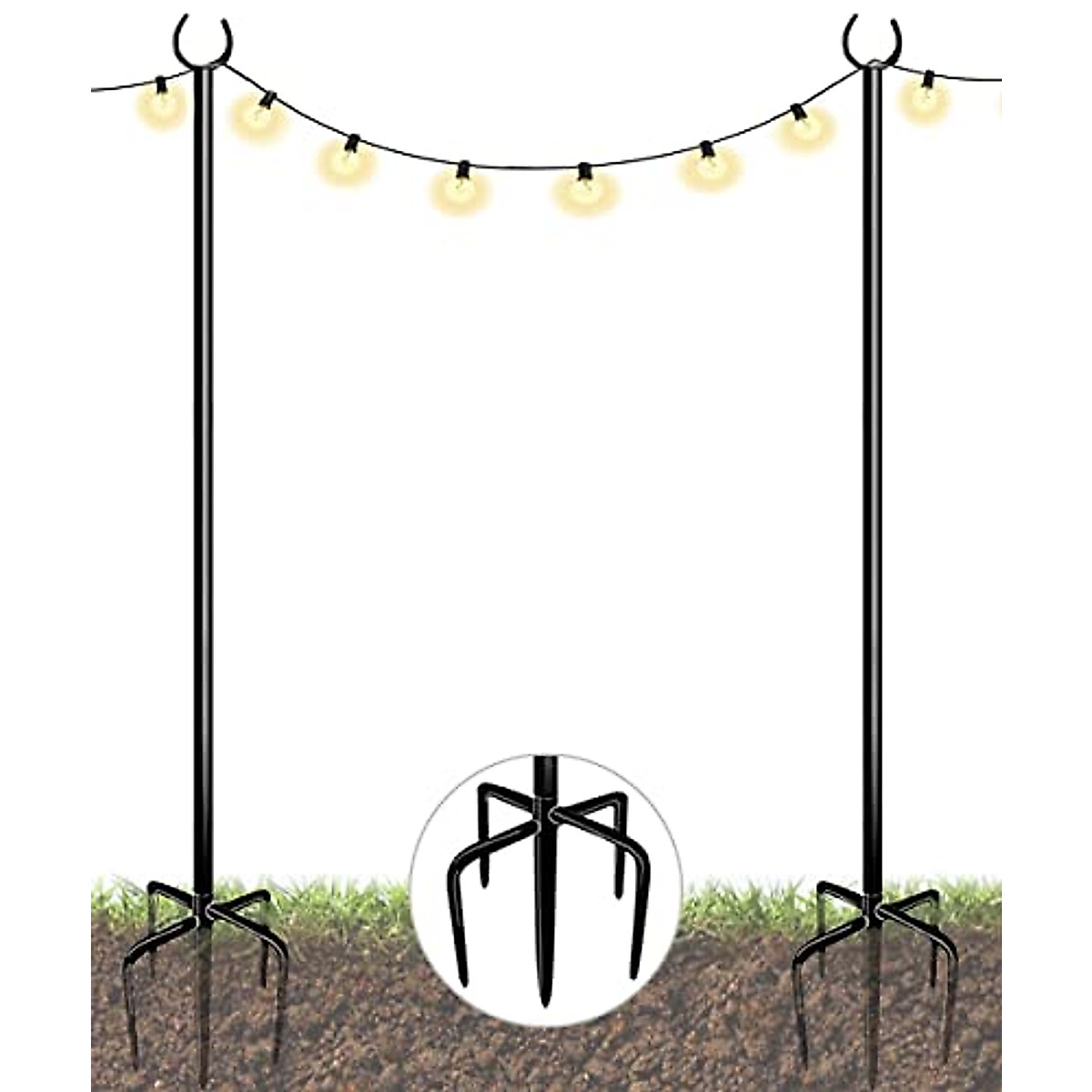 Eazielife Sprimden Outdoor String Light Pole, 10 FT Heavy Duty Hanging Light Stand Pole for Outside Garden Lawn, Patio, Christmas, Wedding, Party (2 Packs)