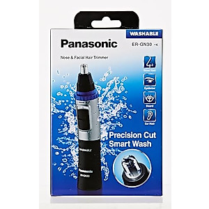Panasonic ER-GN30-K Nose, Ear n Facial Hair Trimmer Wet/Dry with Vortex Cleaning System, Black