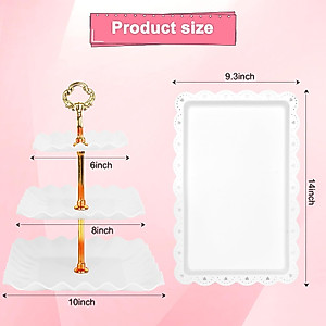 5 Pcs Dessert Table Display Set - 2 Pcs 3-Tier Dessert Display Stands & 3 Pcs Serving Tray - Dessert Trays Dessert Stands Treat Table Displays Set for Tea Parties,Birthdays & Baby Showers
