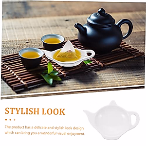 KICHOUSE Ceramic Tea Bag Saucer White Serving Tray Chinese Tea Bags Appetizer Serving Tray Side Dishes Decorative Teabag Dish Tea Bag Stand Multi-Function Teabag Holder Tea Bag Holder White