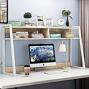 SMSJ-YJ Desktop Bookshelf 2-Tier Storage Shelf Desktop Organizer Home Space Saving Classic Desk Bookshelf Office Storage Rack Desktop Organizer (Size : L95CMW32CMH65CM)