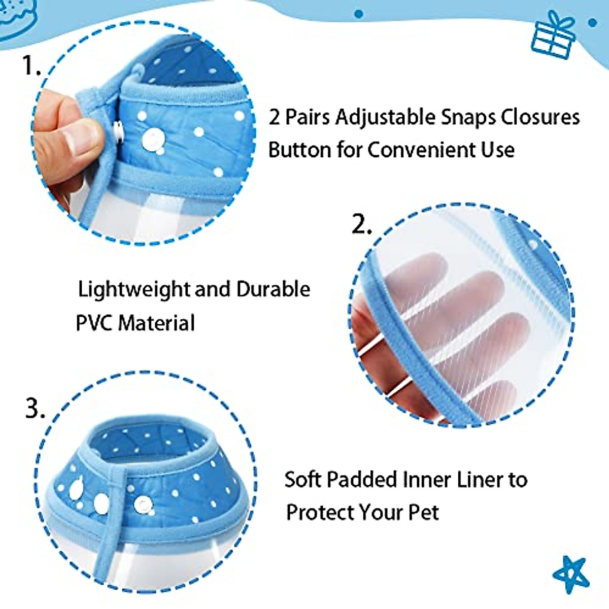 Vivifying Cat Cone, Adjustable 4.7-5.7 Inches Lightweight Elizabethan Collar for Kittens, Rabbits, Cats, Kitties, Small Cats (Blue)