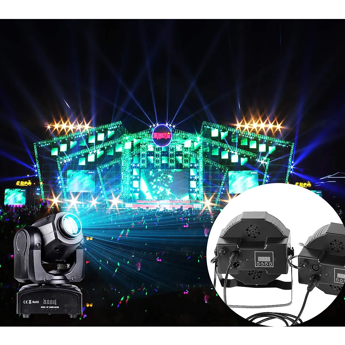 SinLoon (1m) DMX Stage Light Cable,DJ XLR Cable, 3-Pin Female XLR to 5-Pin Male XLR DMX Turnaround Connection for Moving Head Light Par Light Spotlight with XLR Input & Output (5male)