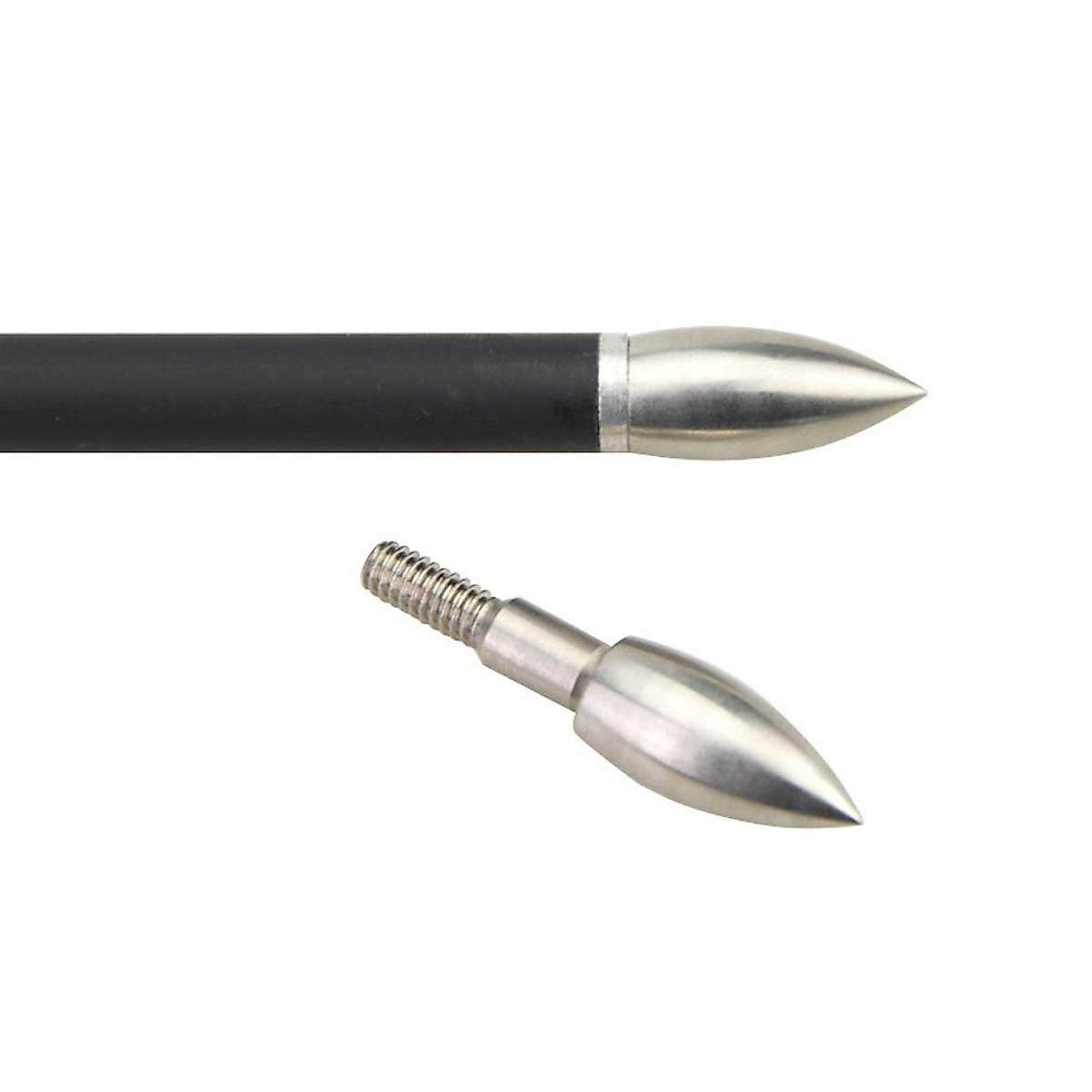 HNZMDY 12 Pcs Archery Arrow Field Points 100/150/200/250/300/350 Grain Bullet Points Screw in Broadheads (Black, 150 grain)